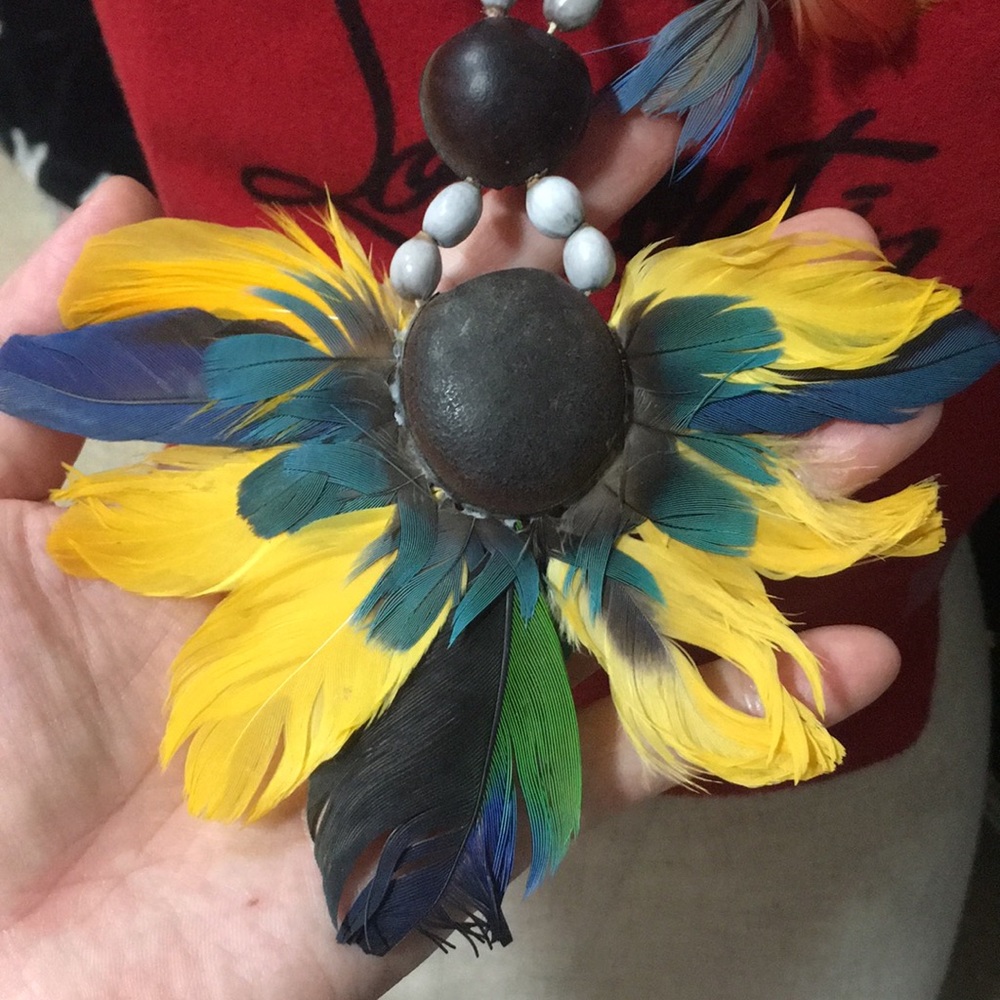 Hawaiian Feather Work Lei Necklace - Gem